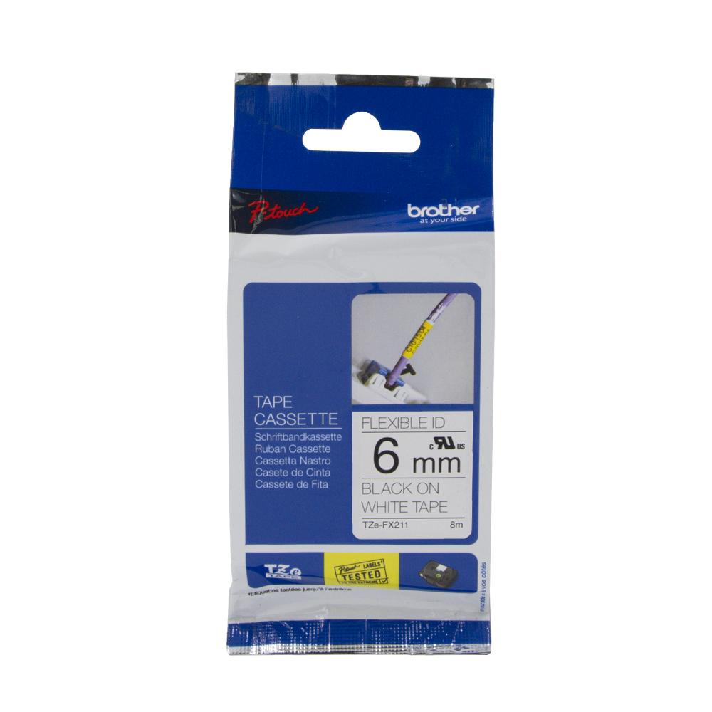 Ribbon BROTHER 6mm crna na bijeloj fleksibilna traka - TZEFX211 ...